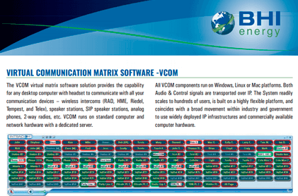 BHI Energy VCOM – Virtual Communication Matrix Software - BHI Energy